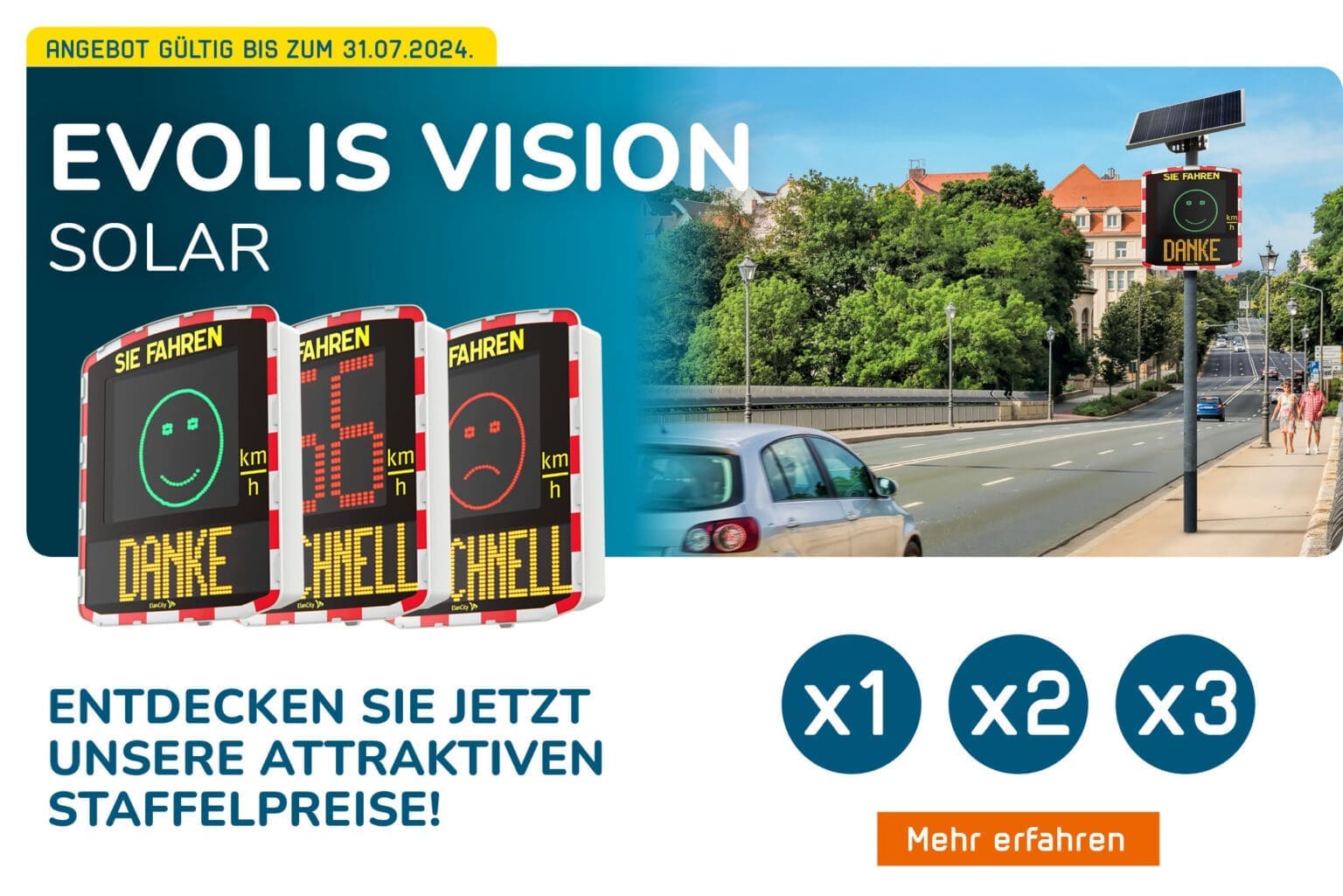 EVOLIS Geschwindigkeitsanzeige - Geschwindigkeitsmesstafel - Elan City